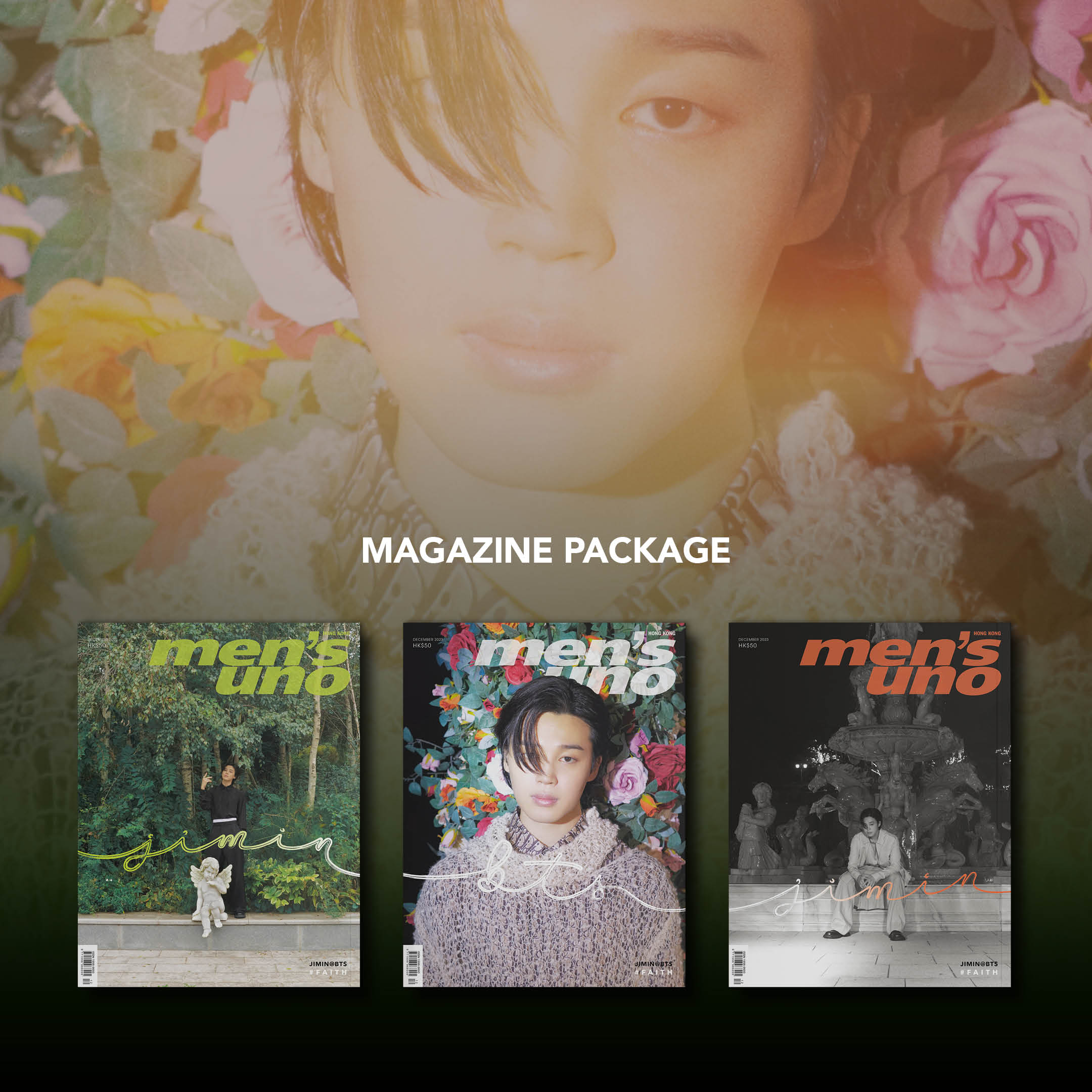 【December 2023 Issue - 3 Cover Versions Magazine Set】men’s uno HK BTS ...
